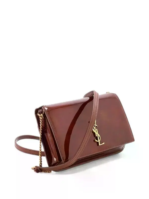 Saint Laurent Classic Monogram Phone Holder Shoulder Bag Patent Crossbody Bag - Brown