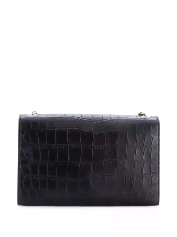Saint Laurent Monogram Tassel Crocodile Embossed Leather Medium Crossbody Bag