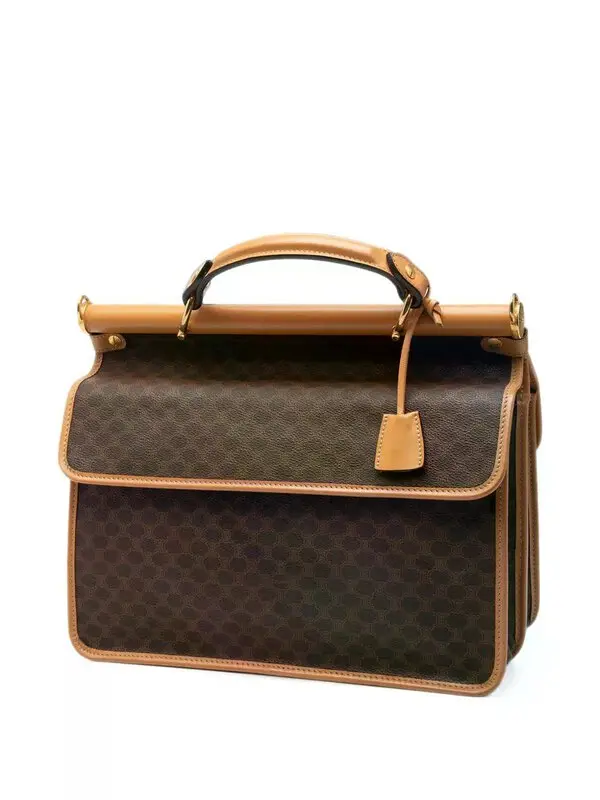 Celine 2013 Macadam Coated Canvas Satchel With Leather Trim