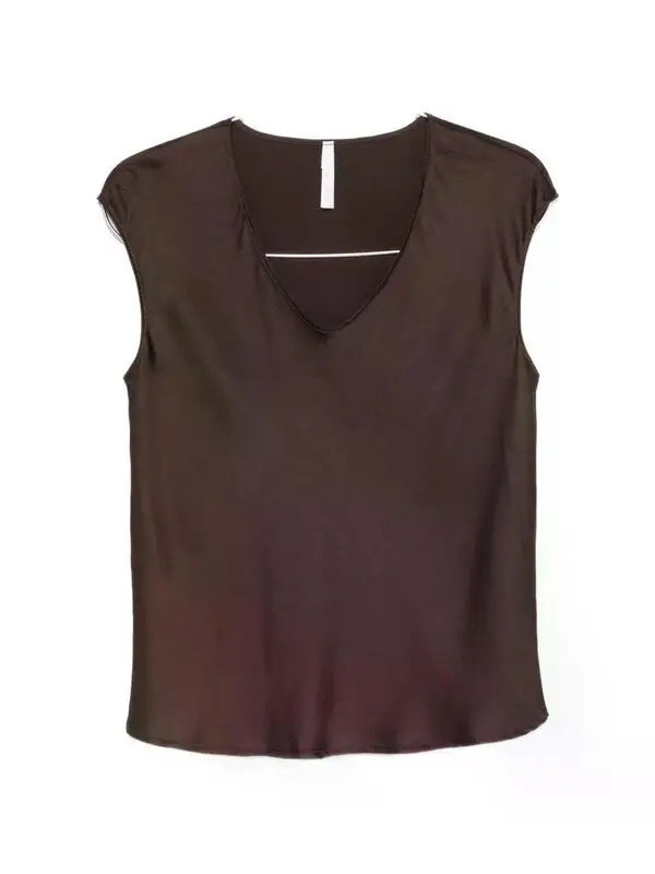 Imperial Satin-finish Scoop-neck Top - Brown