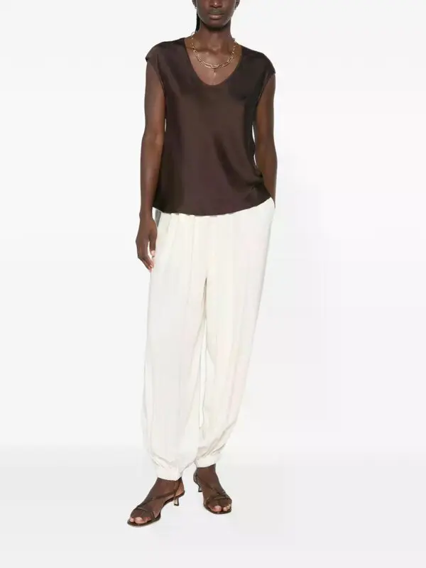Imperial Satin-finish Scoop-neck Top