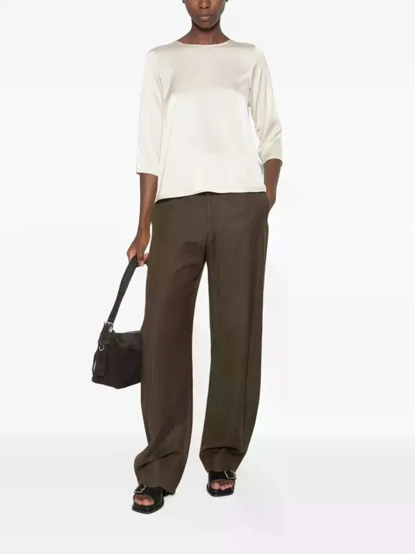Imperial Satin-finish Keyhole-back Blouse