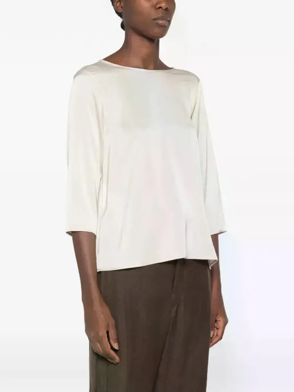 Imperial Satin-finish Keyhole-back Blouse