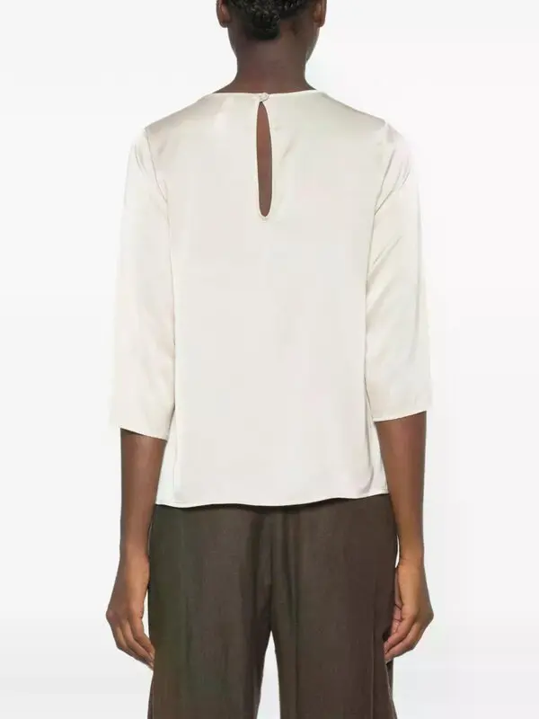Imperial Satin-finish Keyhole-back Blouse