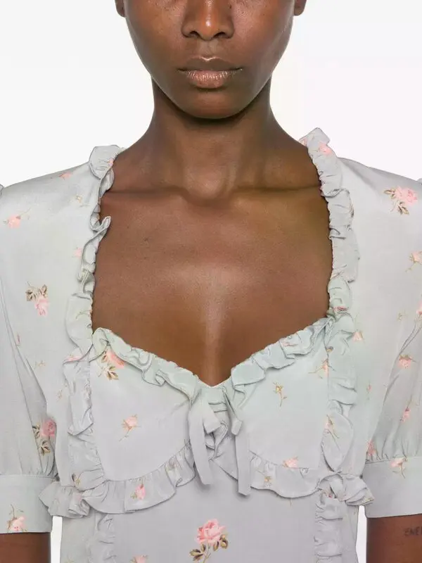 Alessandra Rich Ruffled Floral-print Mini Dress