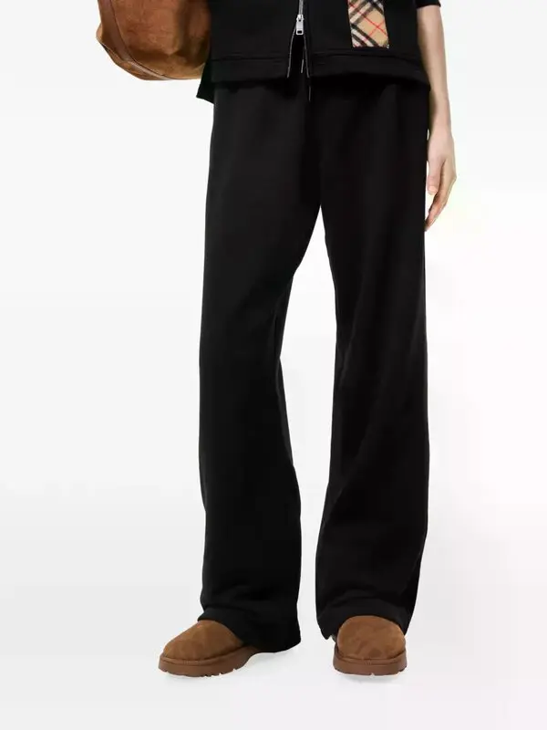 Burberry Check Label Cotton Track Pants - Black