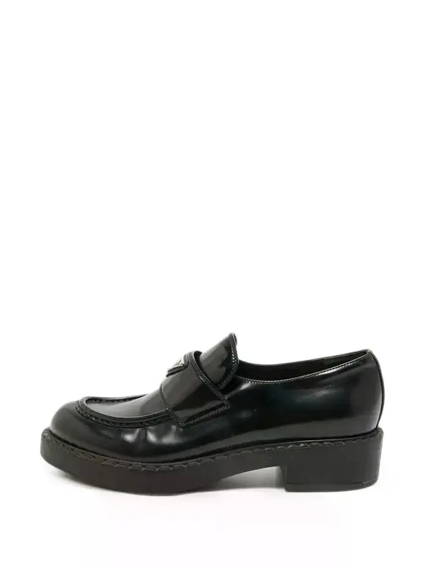 Prada Triangle Logo Leather Loafers
