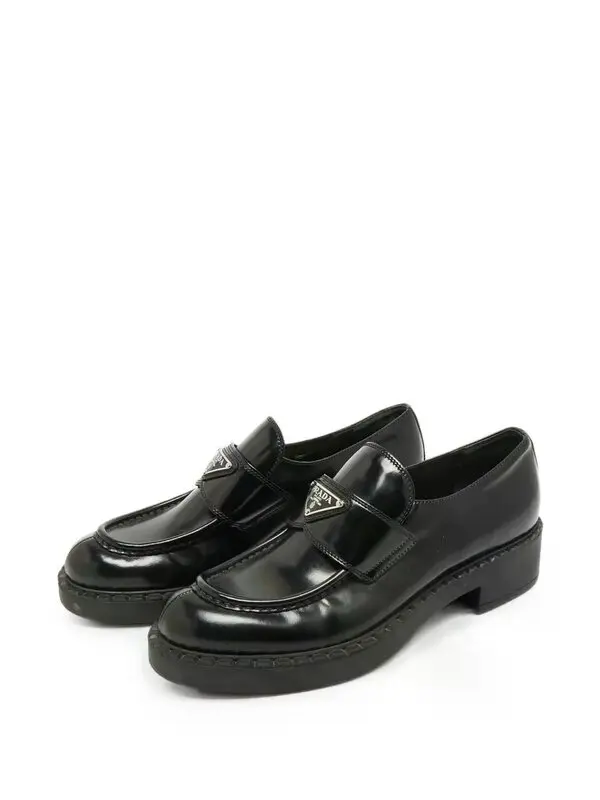 Prada Triangle Logo Leather Loafers