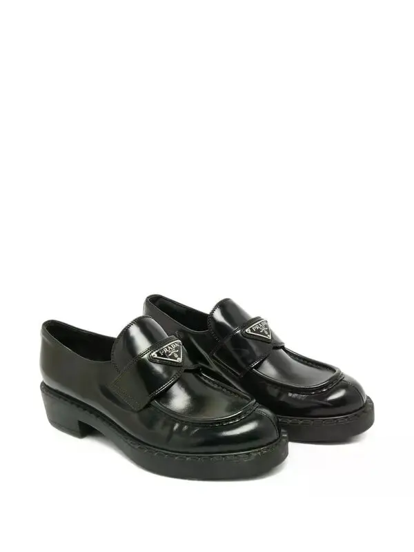Prada Triangle Logo Leather Loafers