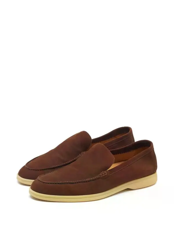 Loro Piana Summer Walk Leather Loafers - Brown