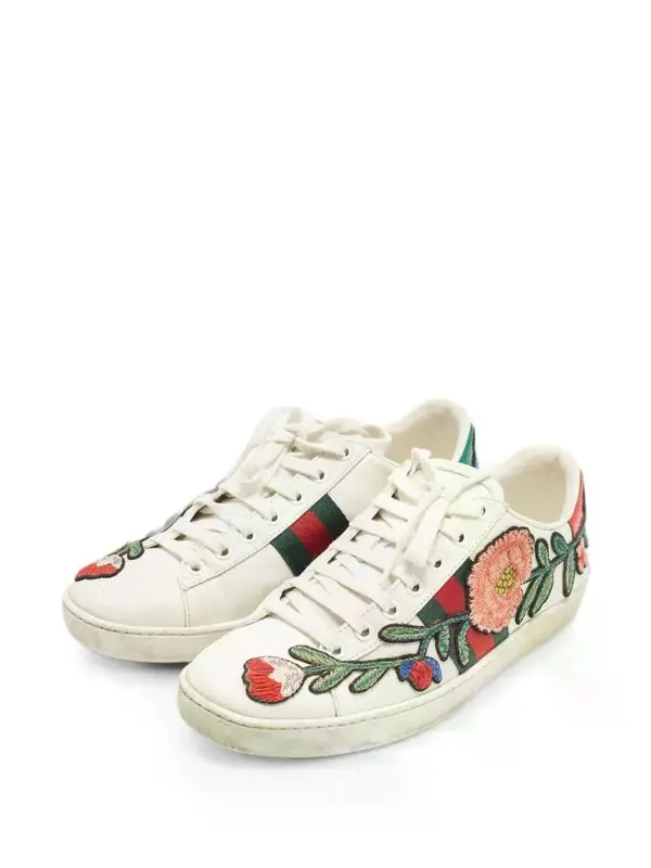 Gucci Ace Web Floral Embroidered Sneakers