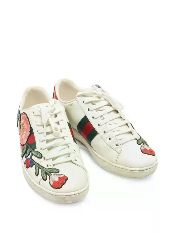 Gucci Ace Web Floral Embroidered Sneakers