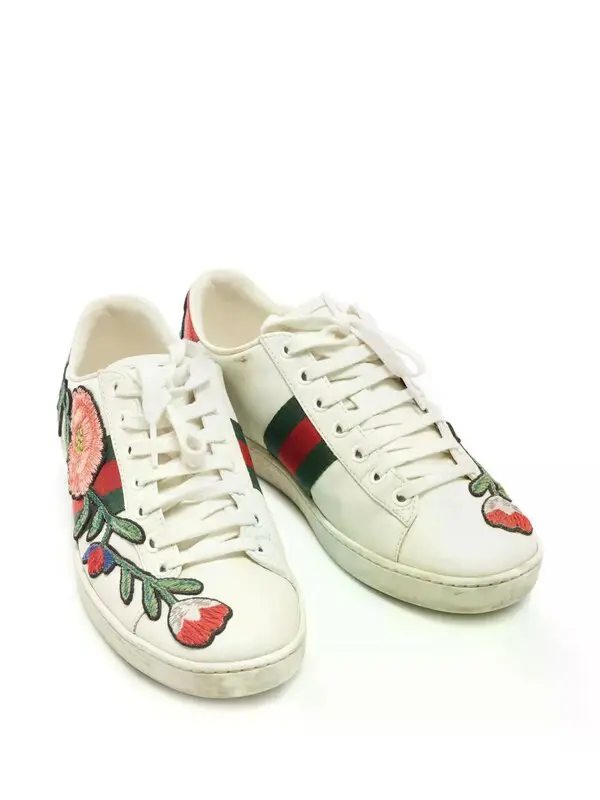 Gucci Ace Web Floral Embroidered Sneakers