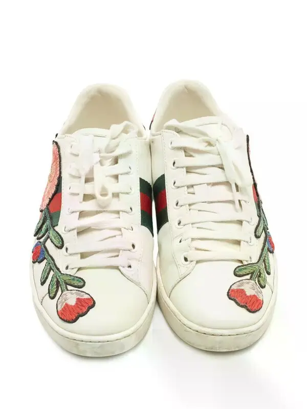Gucci Ace Web Floral Embroidered Sneakers