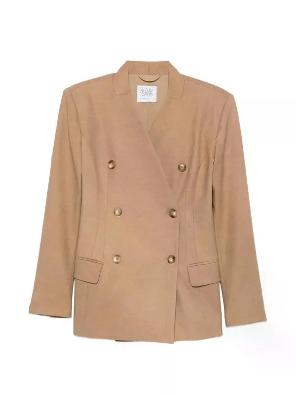 LE SULLY STUDIO Double-breasted Padded-shoulder Blazer - Neutrals
