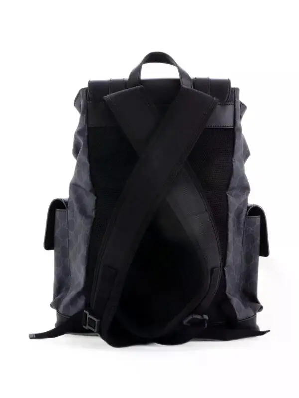 Gucci Double Pocket Buckle Gg Coated Canvas Large Backpack