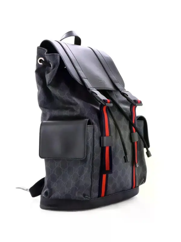 Gucci Double Pocket Buckle Gg Coated Canvas Large Backpack
