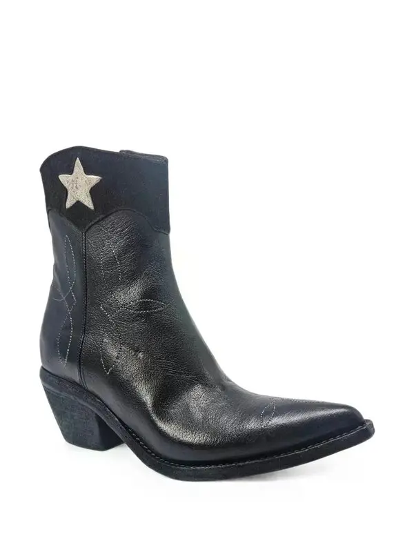 MADISON MAISON Pointy Star-patchwork Leather Ankle Boots