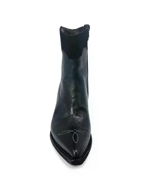 MADISON MAISON Pointy Star-patchwork Leather Ankle Boots