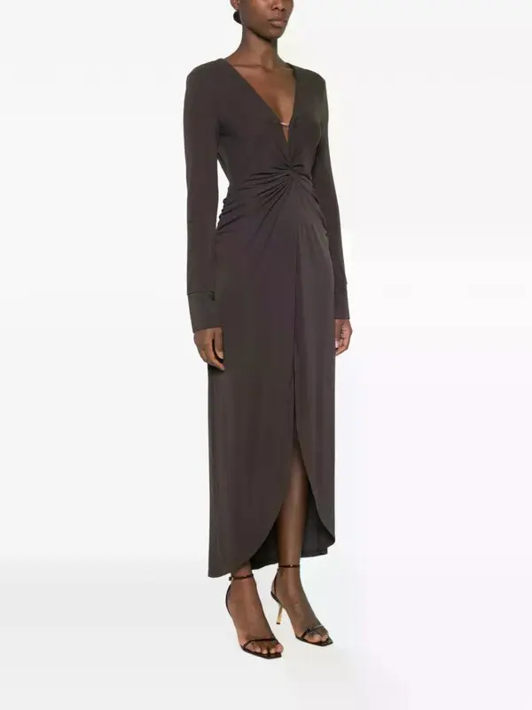 Imperial Twisted-waist Front-slit Dress