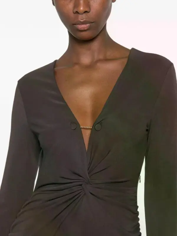 Imperial Twisted-waist Front-slit Dress