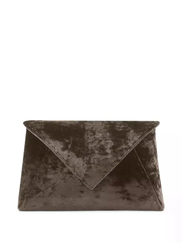 Tyler Ellis Medium Lee Pouchet Crushed Velvet Clutch Bag - Brown