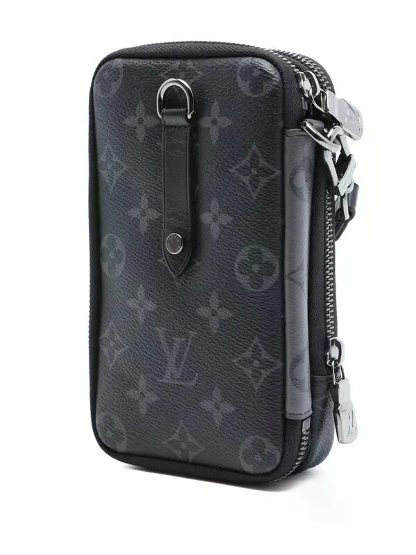 LOUIS VUITTON 2020 Monogram Eclipse Reverse Double Phone Pouch Crossbody Bag