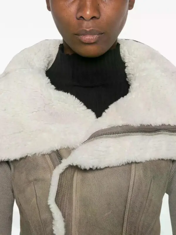 Rick Owens Shearling-lined Asymmetric Jacket - Grey