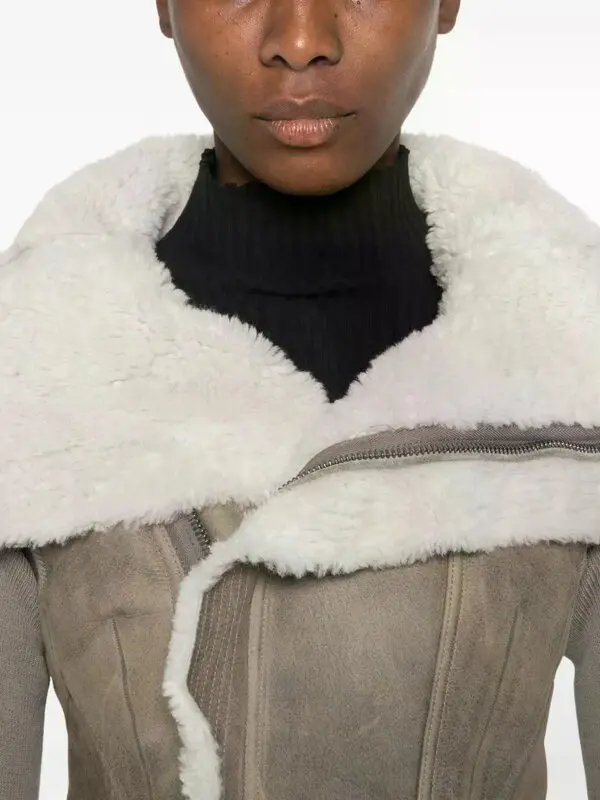 Rick Owens Shearling-lined Asymmetric Jacket - Grey