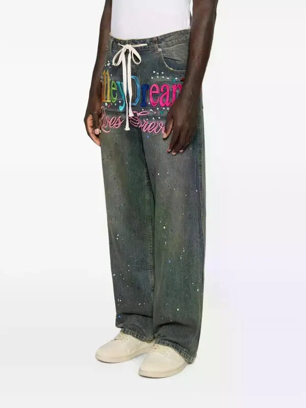 VALE FOREVER Crystal-embellished Embroidered Jeans