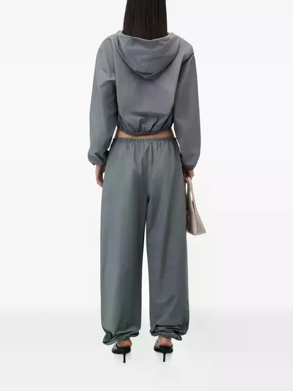 Alexander Wang Crystal Hotfix Drawcord Shrunken Hoodie Jacket
