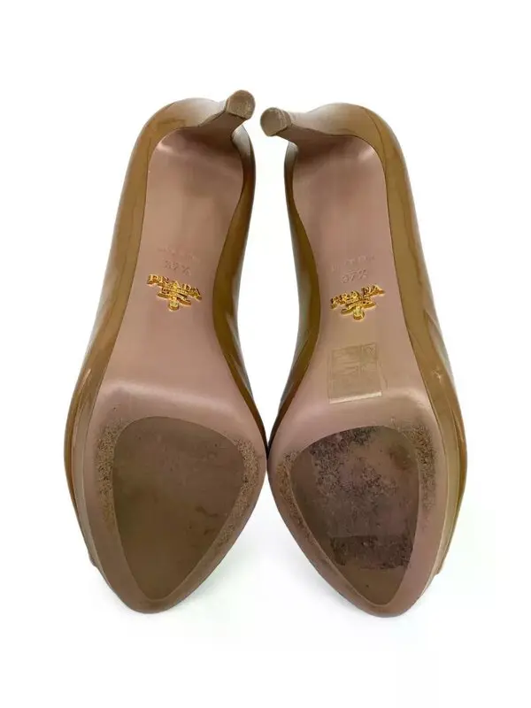 Prada Peep-toe Patent Leather Platform Stiletto Pumps