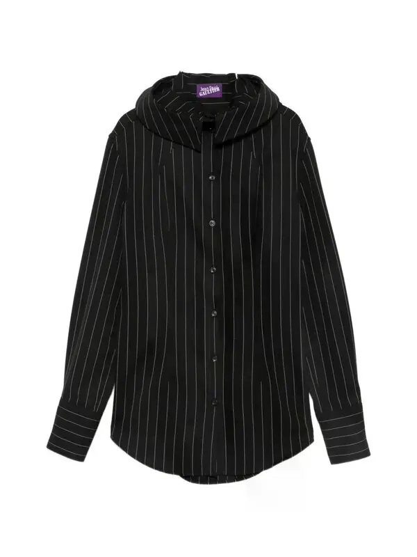 JEAN PAUL GAULTIER Pinstripe-pattern Hooded Shirt