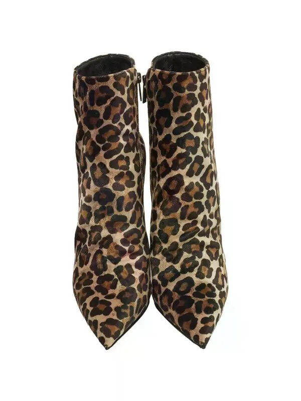 LE SILLA Leopard-print Velvet Heeled Ankle Boots - Neutrals