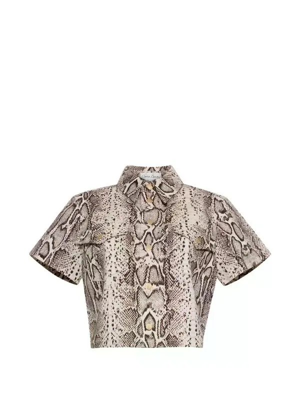 Cara Cara Paro Snakeskin-print Cropped Shirt