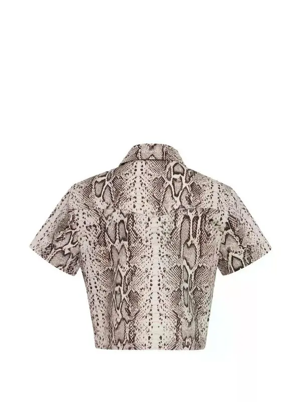 Cara Cara Paro Snakeskin-print Cropped Shirt