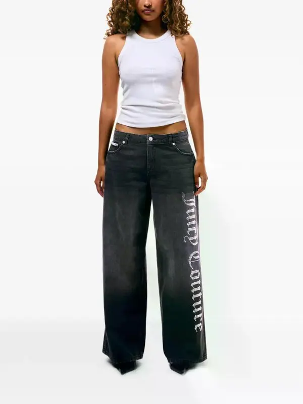Juicy Couture Diamanté Wide-leg Jeans - Black
