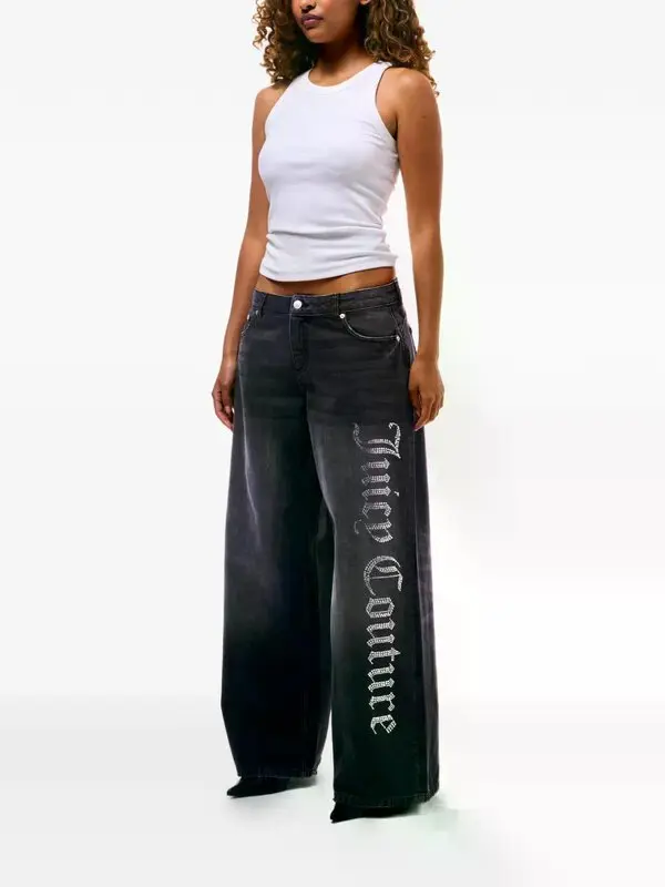 Juicy Couture Diamanté Wide-leg Jeans - Black
