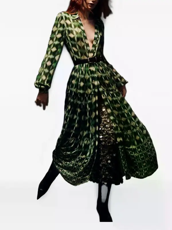 Cara Cara Barbara Geometric Print Maxi Dress