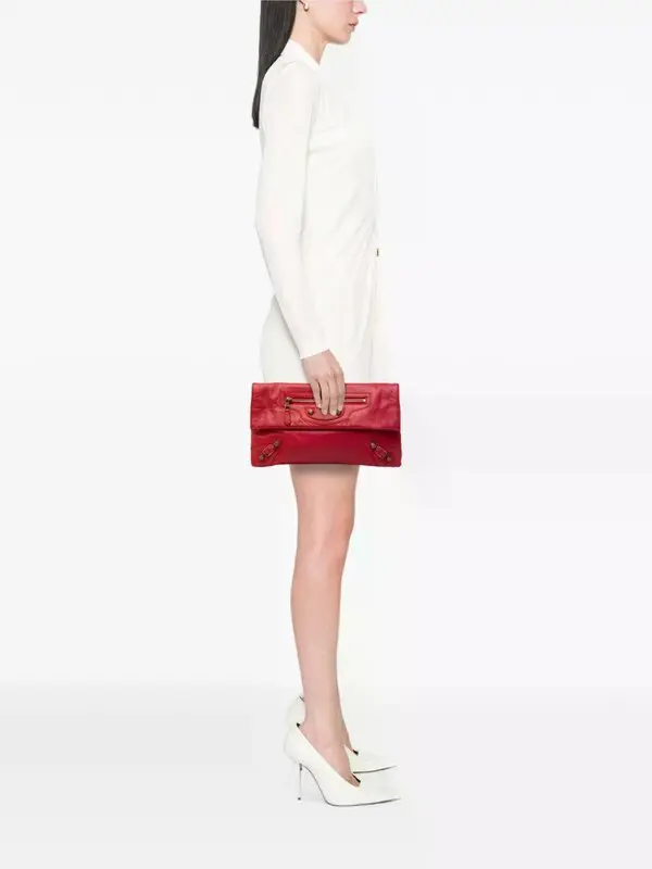 Balenciaga 2012 Lambskin Motocross Giant 12 Envelope Clutch Bag - Red