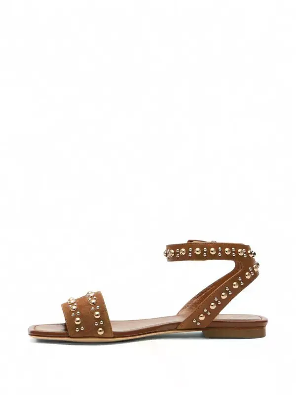 STUART WEITZMAN Perry Studded Leather Sandals - Brown