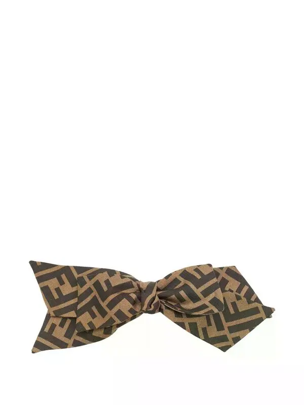 Fendi Ff Motif Bow Detail Hair Clip - Brown