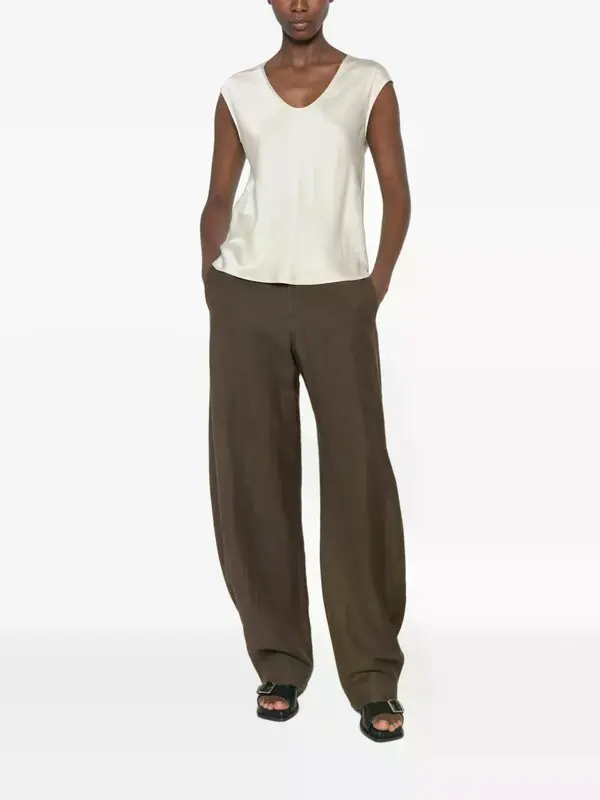 Imperial Sleeveless V-neck Blouse - Neutrals