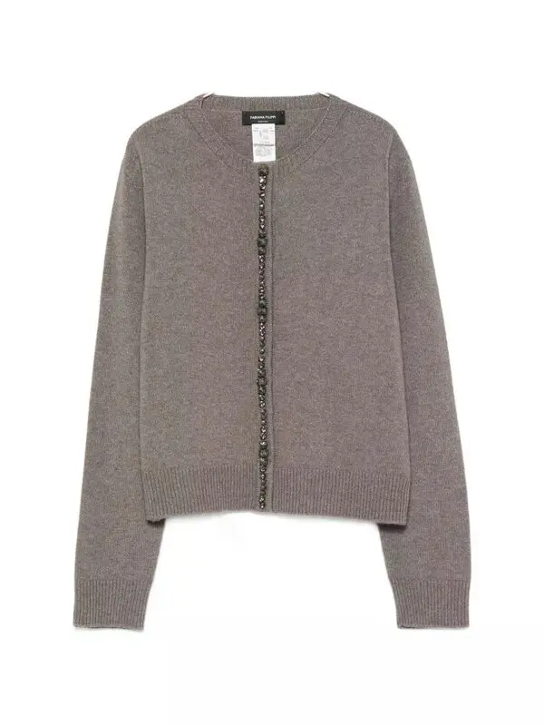 Fabiana Filippi Bead-embellished Ribbed-trim Cardigan - Grey