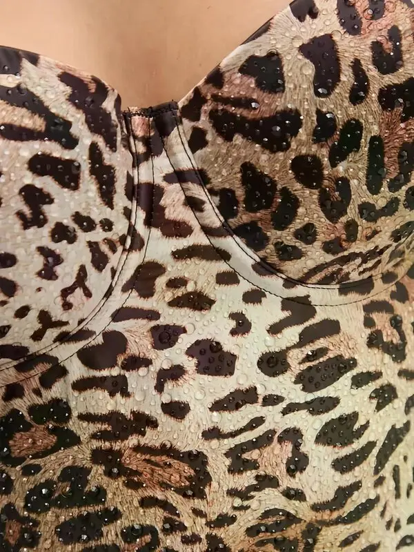 Guess Leopard-print Embellished Corset Bra