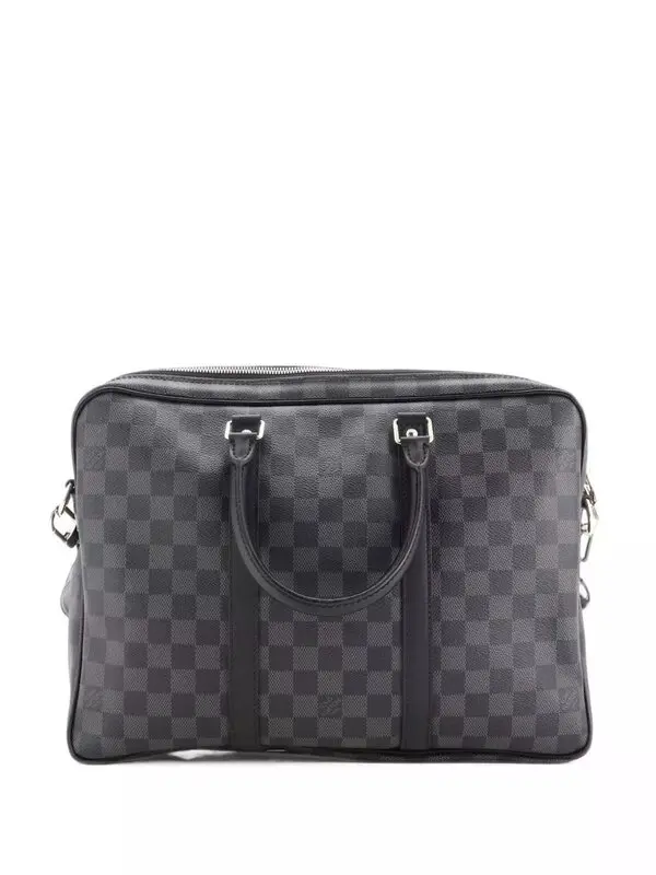 LOUIS VUITTON Porte-documents Voyage Briefcase Damier Graphite Pm Business Bag - Black