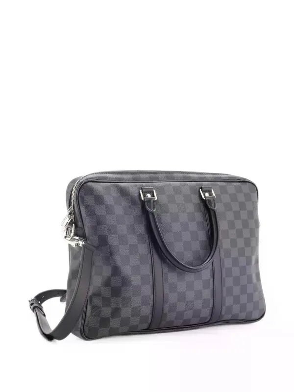 LOUIS VUITTON Porte-documents Voyage Briefcase Damier Graphite Pm Business Bag - Black