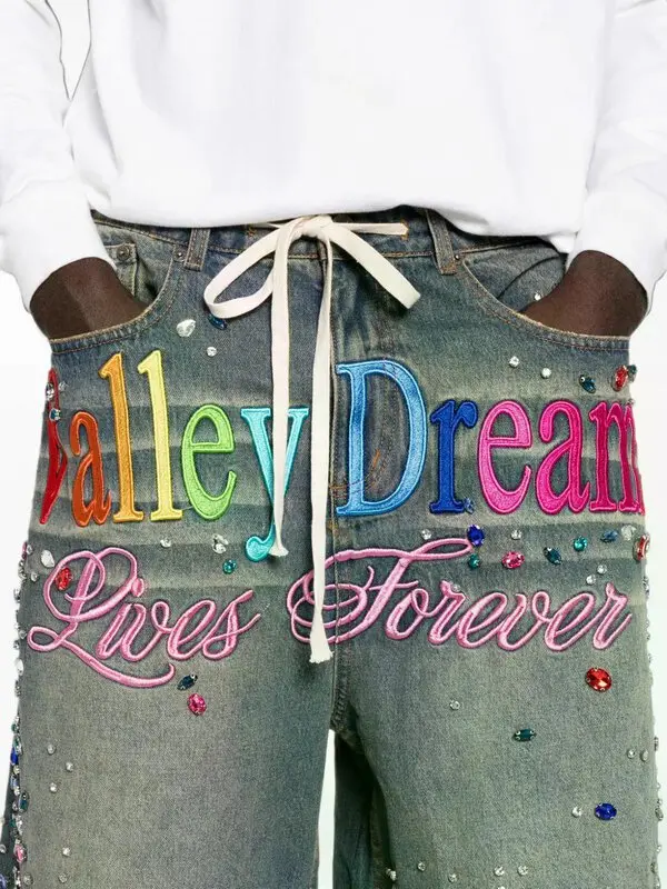 VALE FOREVER Crystal-embellished Embroidered Shorts