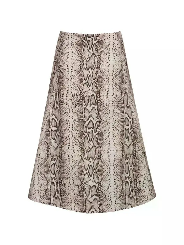Cara Cara Aisha Snakeskin-print Midi Skirt - Grey