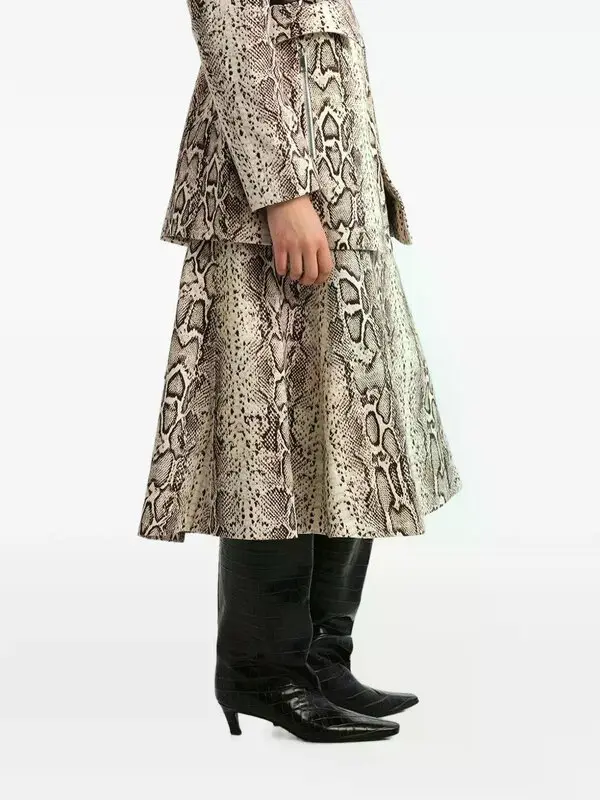 Cara Cara Aisha Snakeskin-print Midi Skirt